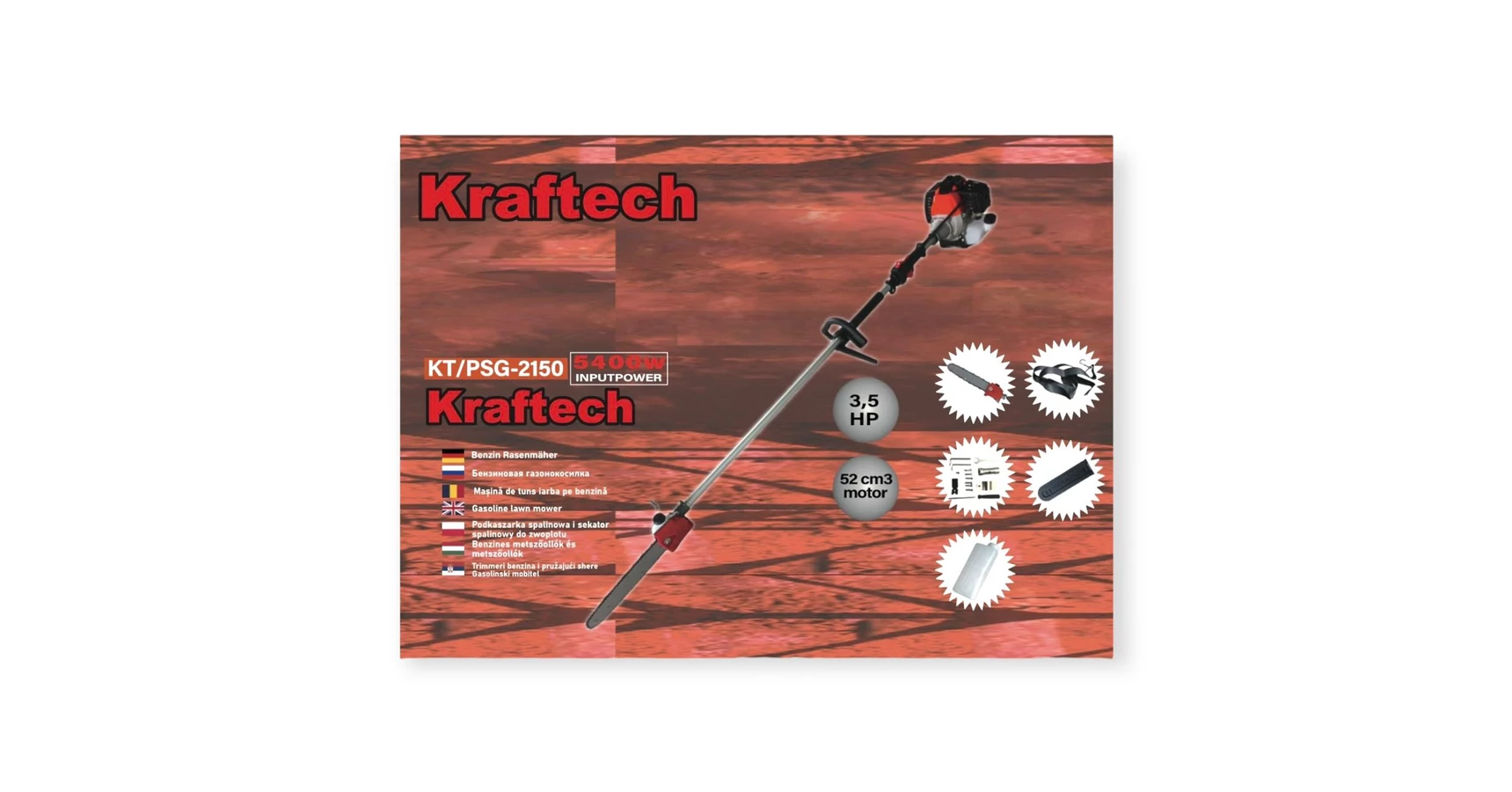 KrafTech KT/PSG-2150 Benzinmotoros Magassági Ágvágó, 3,5 lóerő