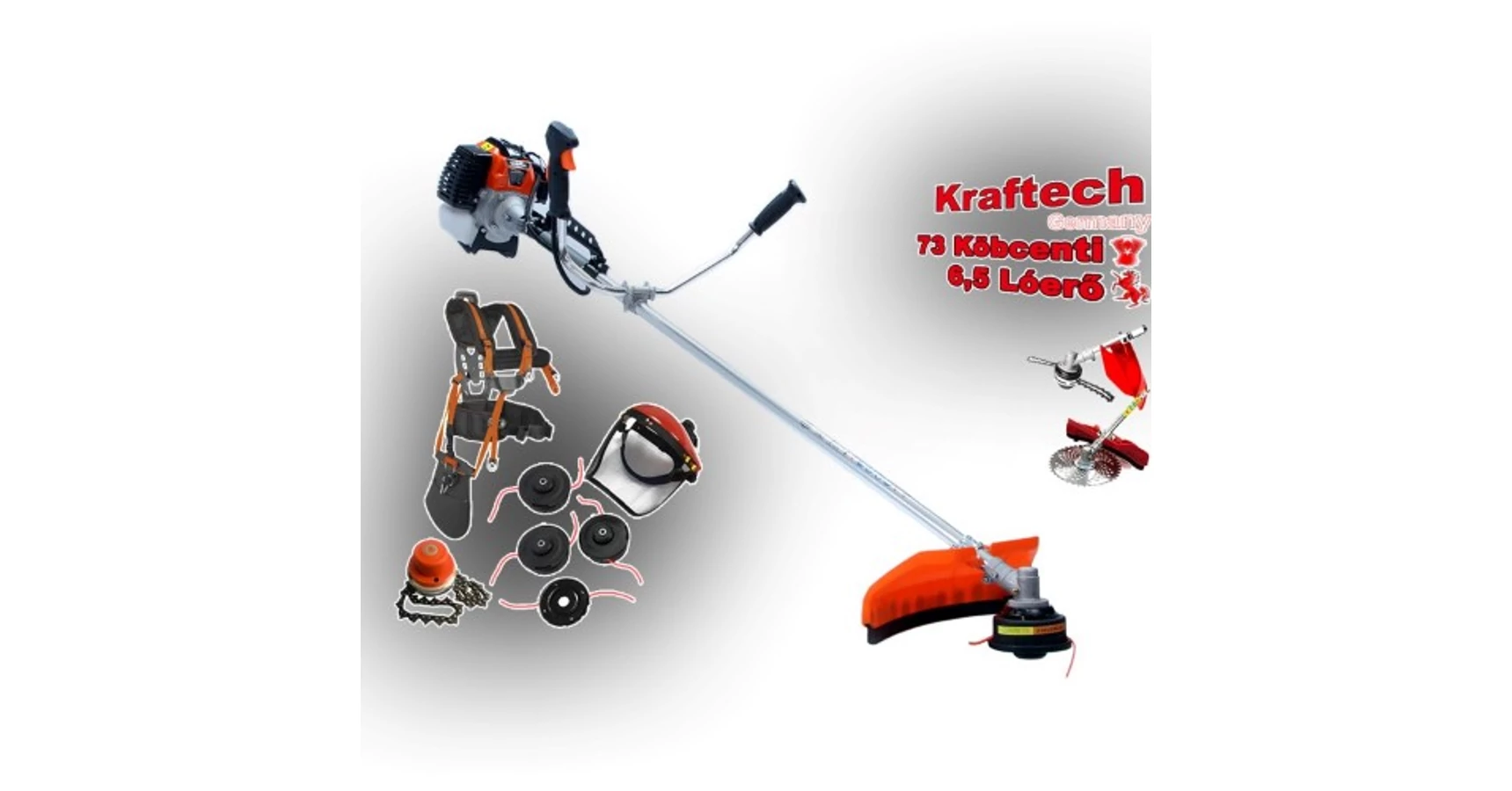 KrafTech benzinmotoros fûkasza, 6,5 LE, 73 cm3