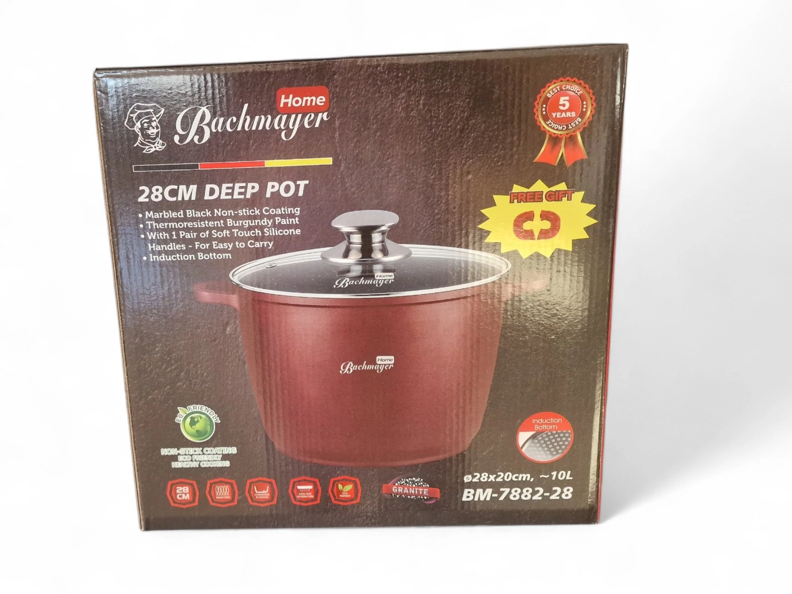 Bachmayer BM‑7882‑28 10 L tapadásmentes fazék
